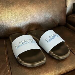 Lanvin | Shoes | Lanvin Mens Logo Patch Slip On Sandal Slides Flip Flop ...
